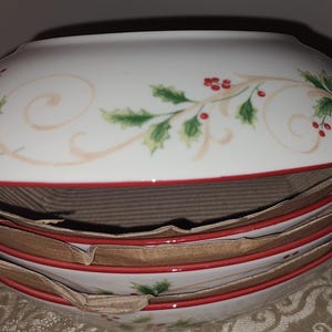 Set of 4 Lenox Holly Scroll Soup Pasta Bowls NEW - Etsy
