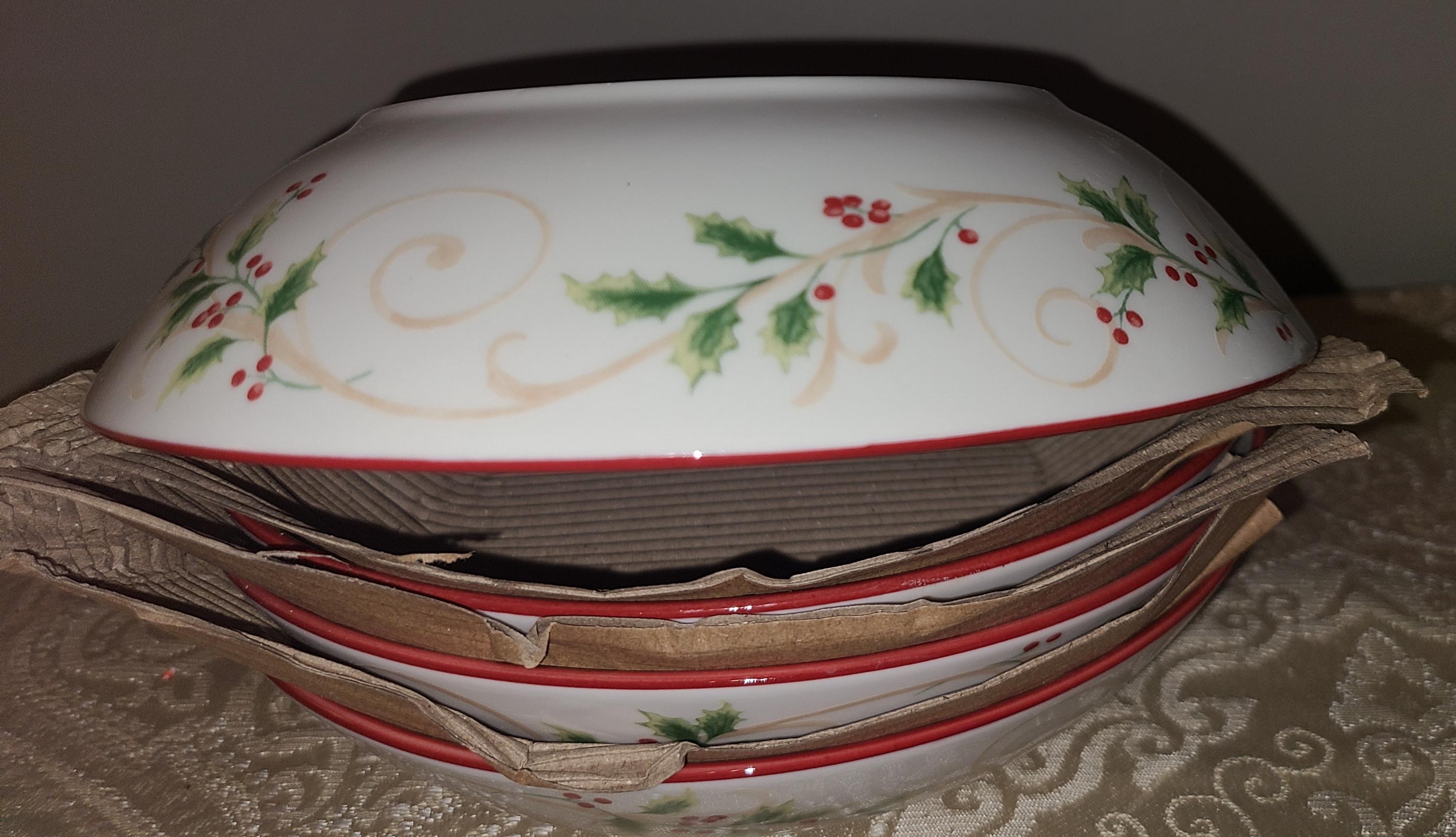 Set of 4 Lenox Holly Scroll Soup Pasta Bowls NEW - Etsy