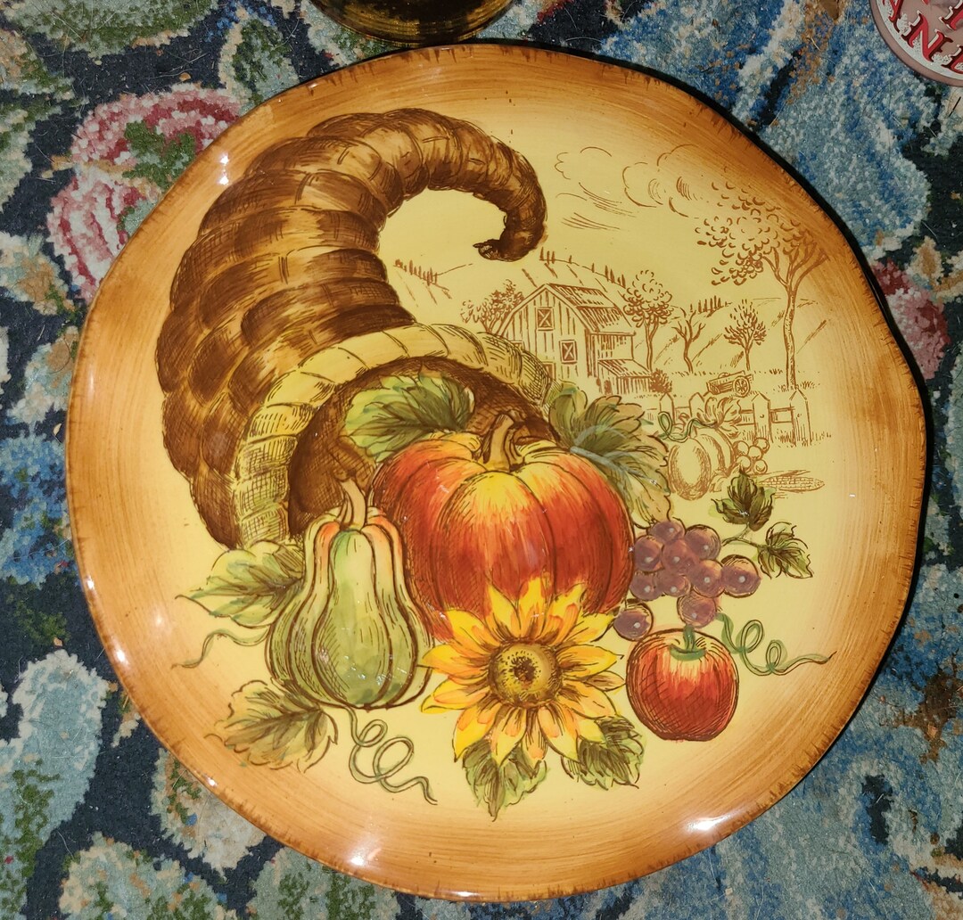 Set of 6 Maxcera Cornucopia Bounty Dinner Plates 10.75" Pumpkins - Etsy
