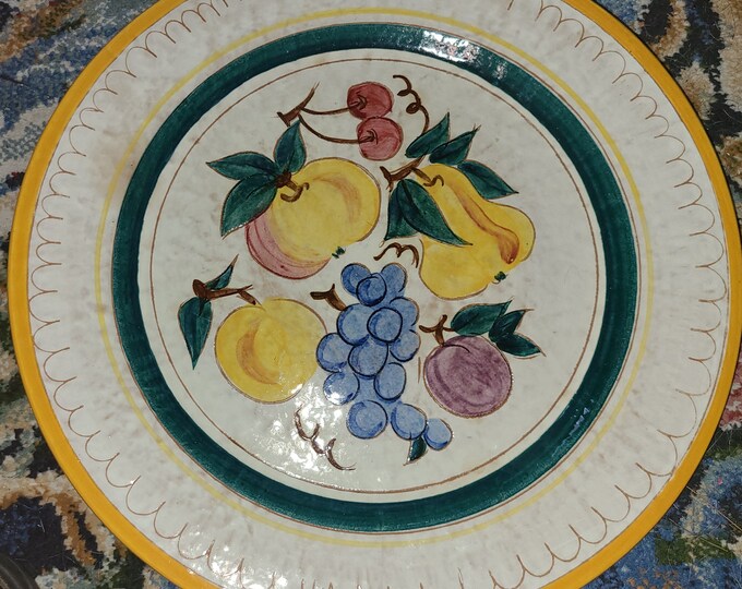 Set of 6 STANGL Pottery Fruit Pattern 10dinner Plates Grapes Cherries ...