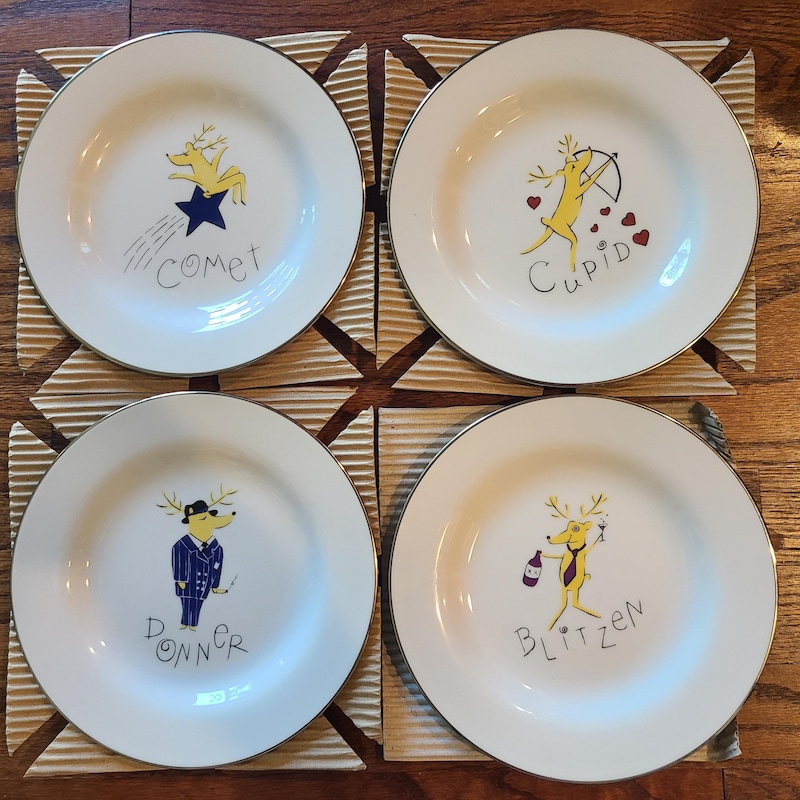 Pottery Barn Reindeer Bread Plate - Etsy