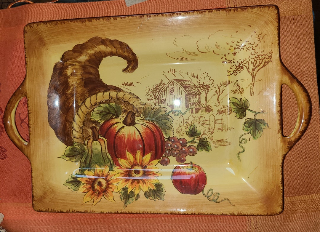 Maxcera Pumpkin Cornucopia Thanksgiving Serving Platter - Etsy