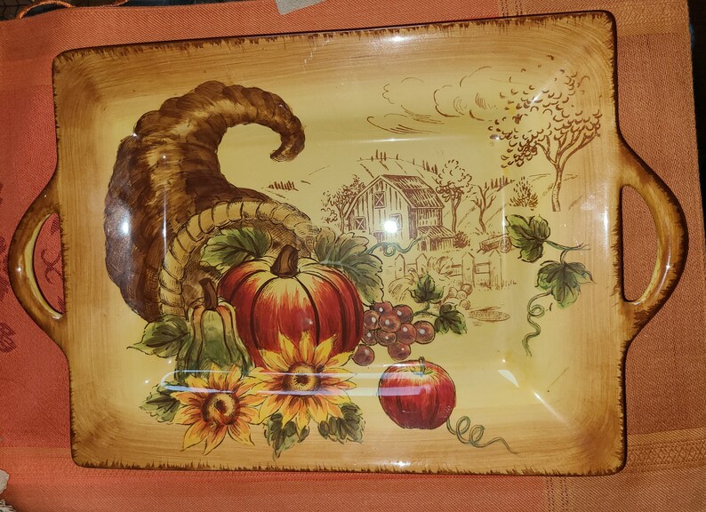 Maxcera Pumpkin Cornucopia Thanksgiving Serving Platter - Etsy
