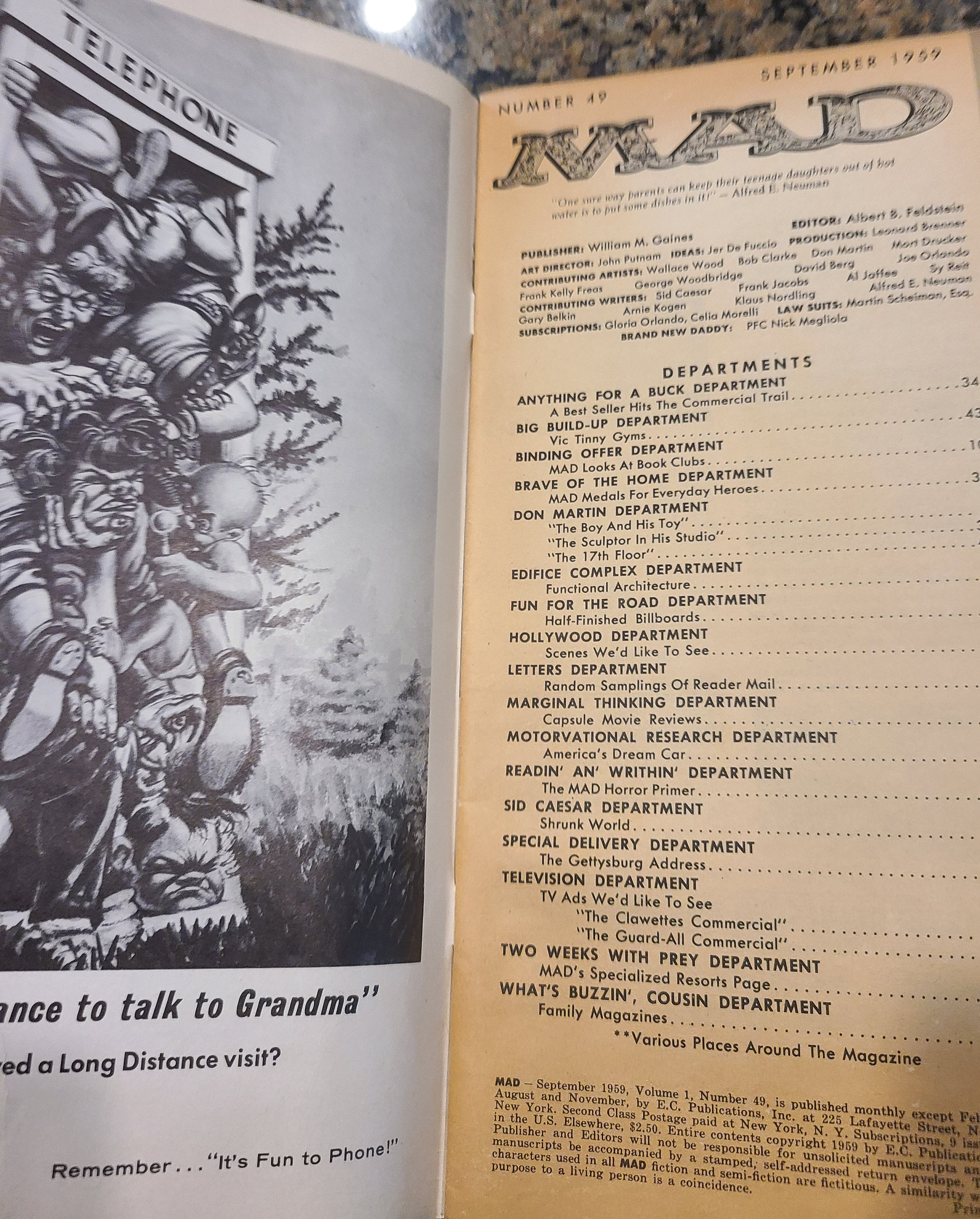 MAD Magazine Comic Sep 1959 Sid Caesar Wally Wood Joe Orlando Mort ...