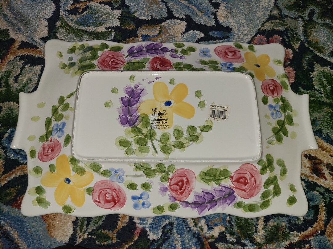 Tabletops Unlimited English Garden 20" Rectangular Serving Platter - Etsy