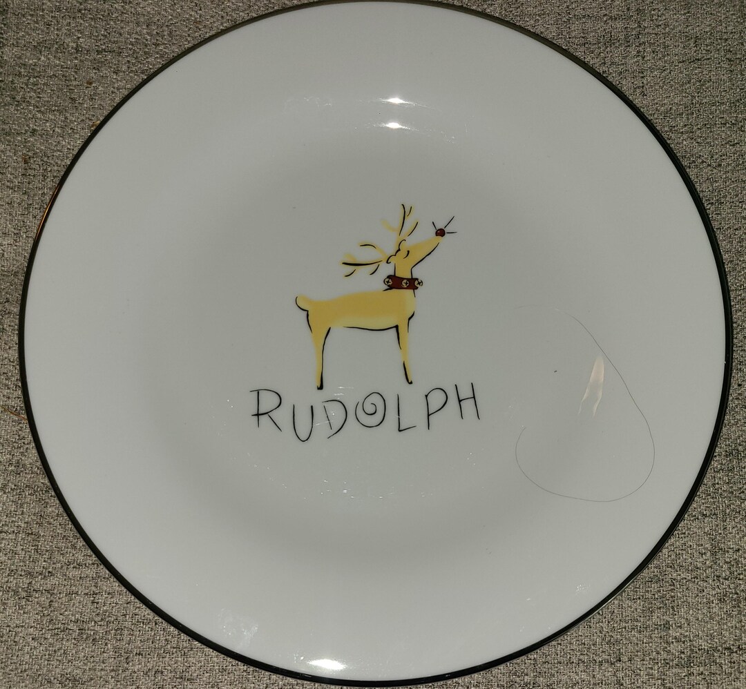 Pottery Barn Reindeer Rudolph DINNER 11" Plate RARE - Etsy