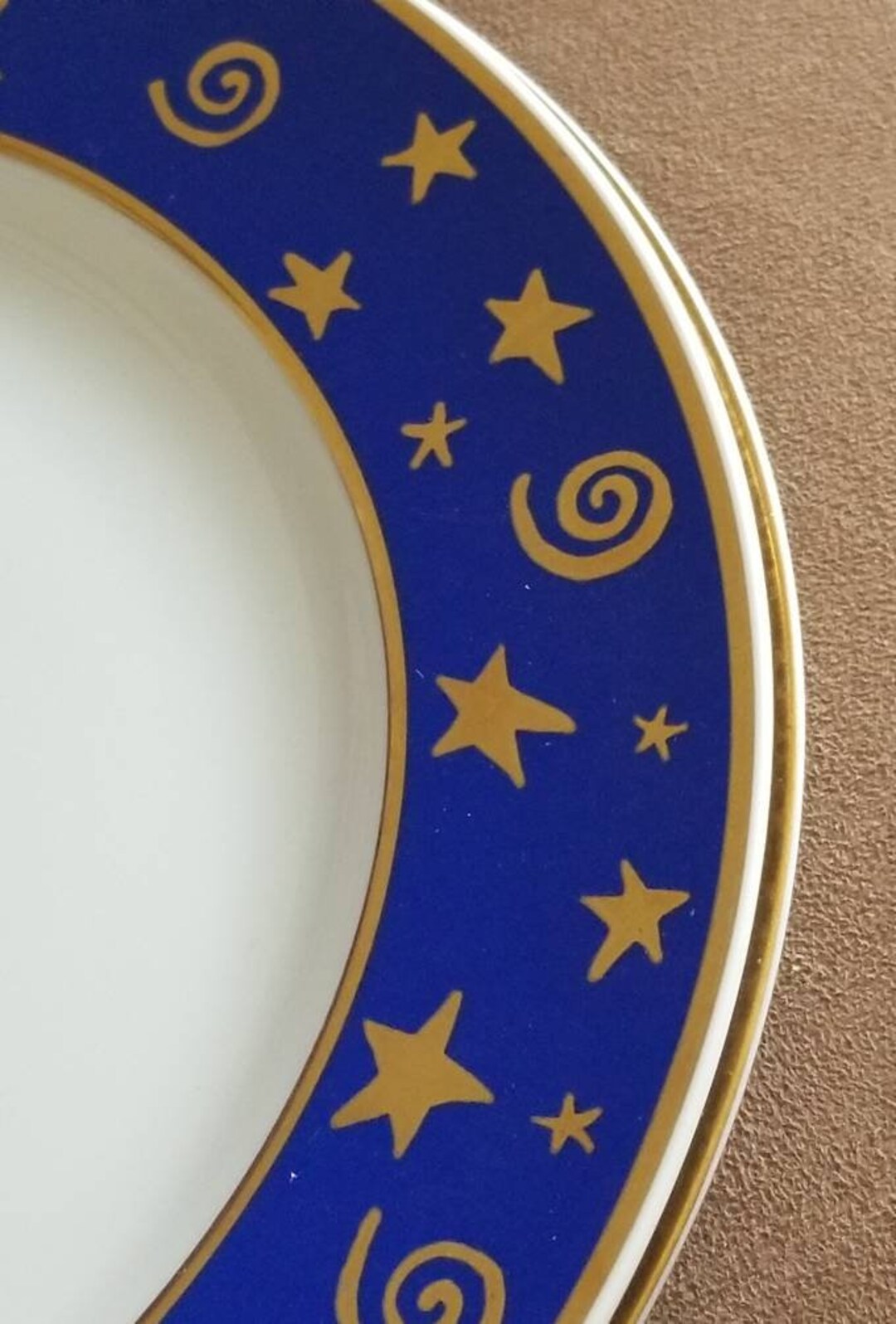 Set of 4 Pottery Barn Stars Blue Gold Dinner Plates - Etsy