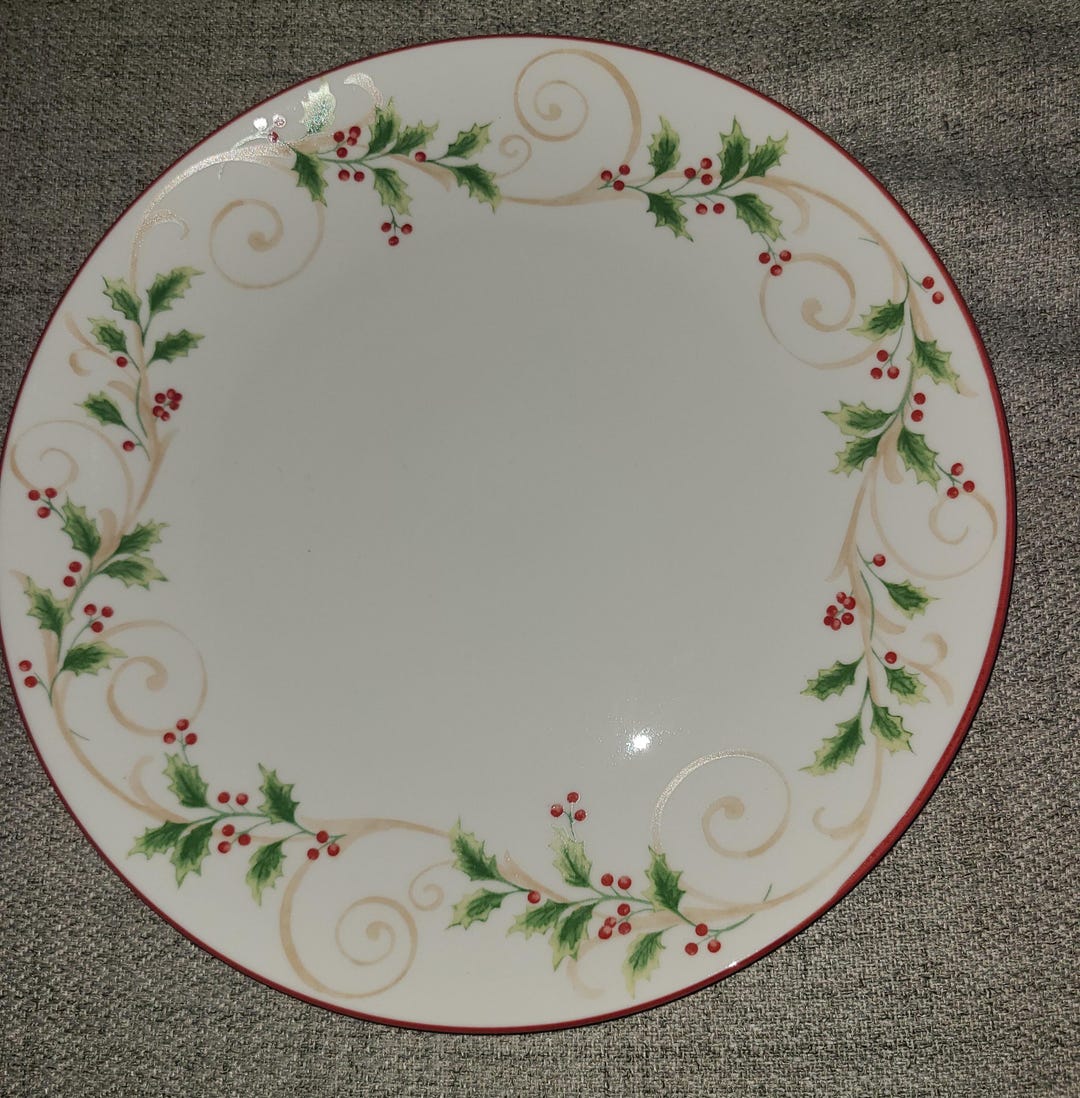 Set of 4 Lenox Holly Scroll Dinner Plates NEW - Etsy