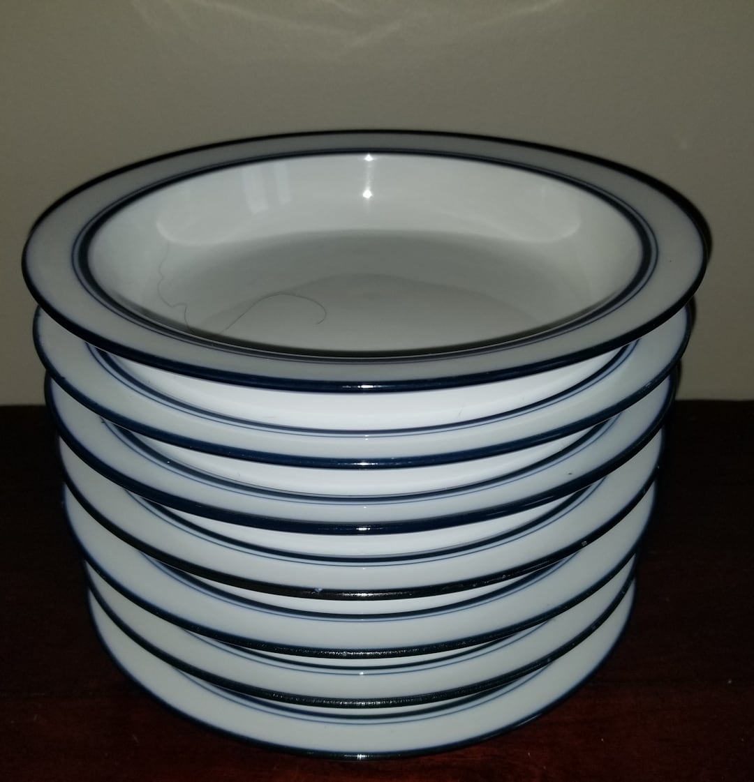 Set of 6 DANSK Bistro Christianshavn Blue Rimmed Soup Bowls 8” - Etsy