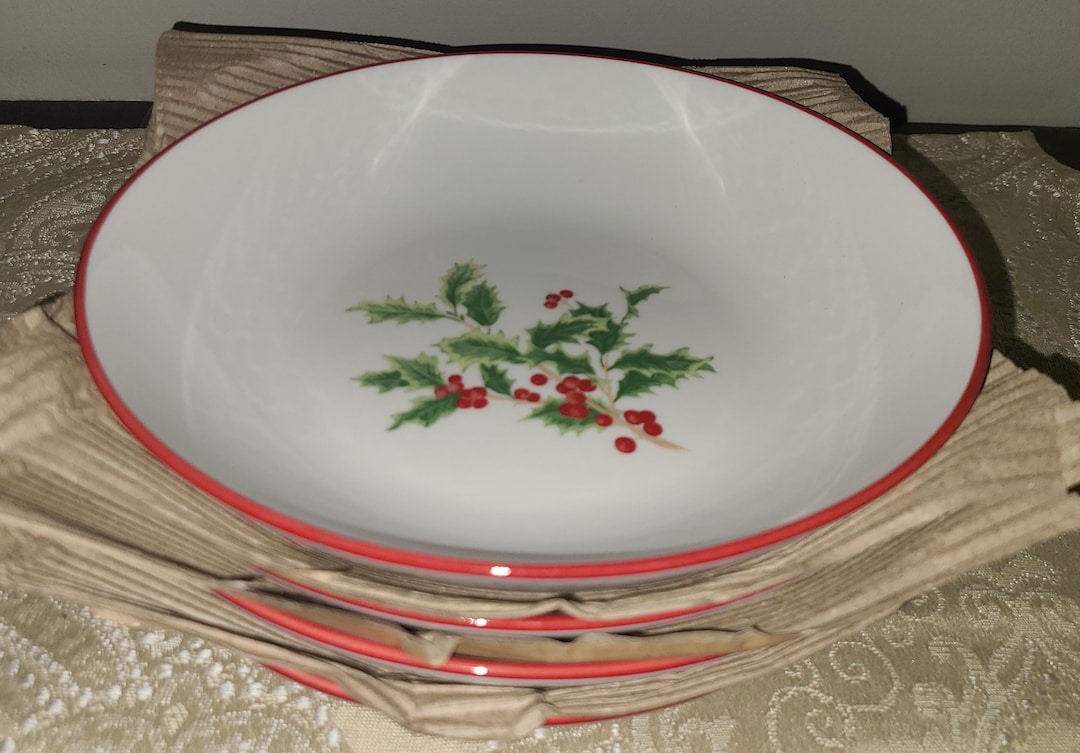 Set of 4 Lenox Holly Scroll Soup Pasta Bowls NEW - Etsy