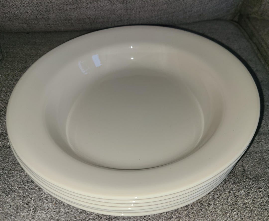 Set of 6 Corelle SANDSTONE BEIGE 9" Flat Rimmed Soup Salad Pasta Bowls ...