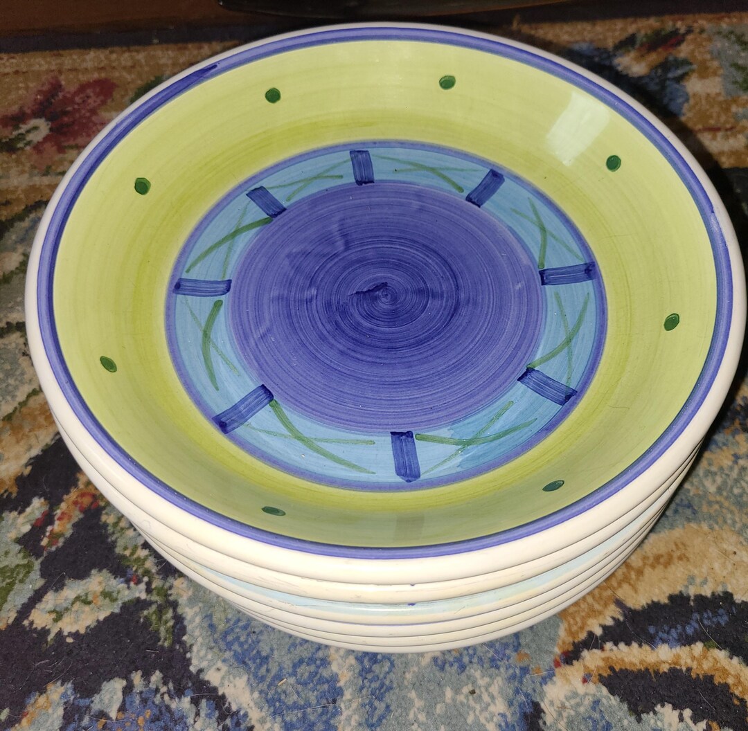 Set of 6 Caleca CAA57 Salad, Soup or Pasta Bowls Blue Green 8.625" - Etsy