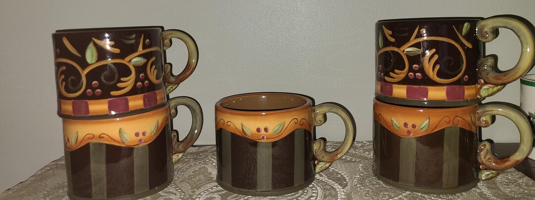 Set of 5 Demdaco Hrabik Chocolate Berries Coffee Flat Mugs Cups - Etsy