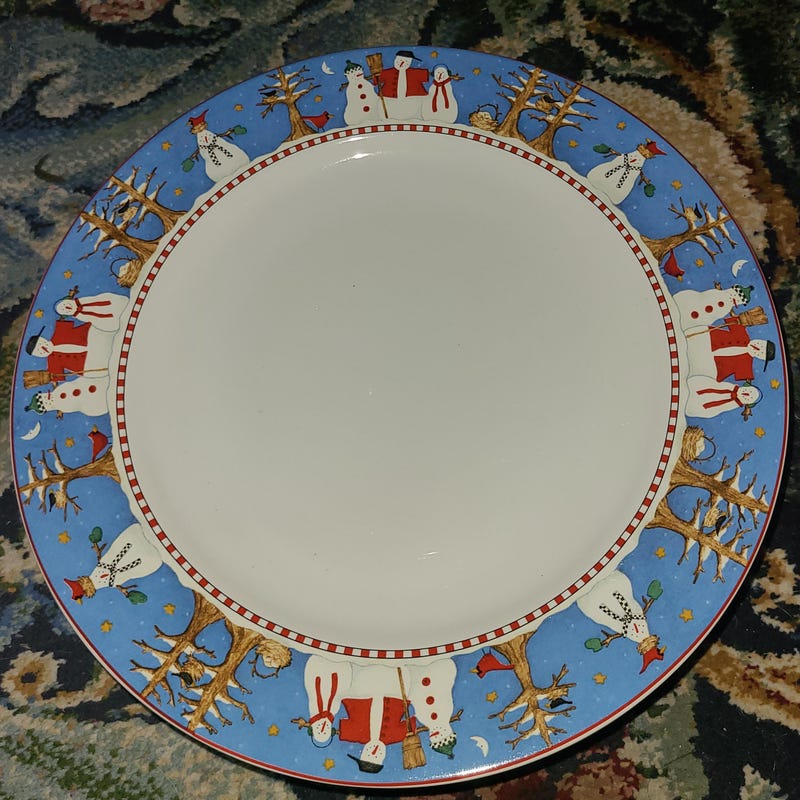 Christmas Plate Set Snowman - Etsy