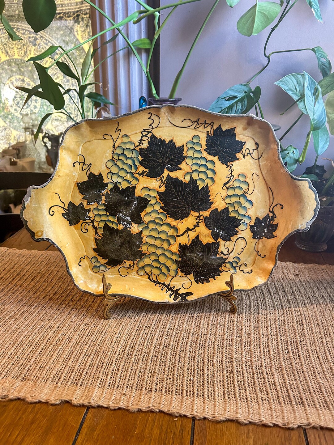 Vintage Paper Mache Leaves and Grapes Tray - Etsy