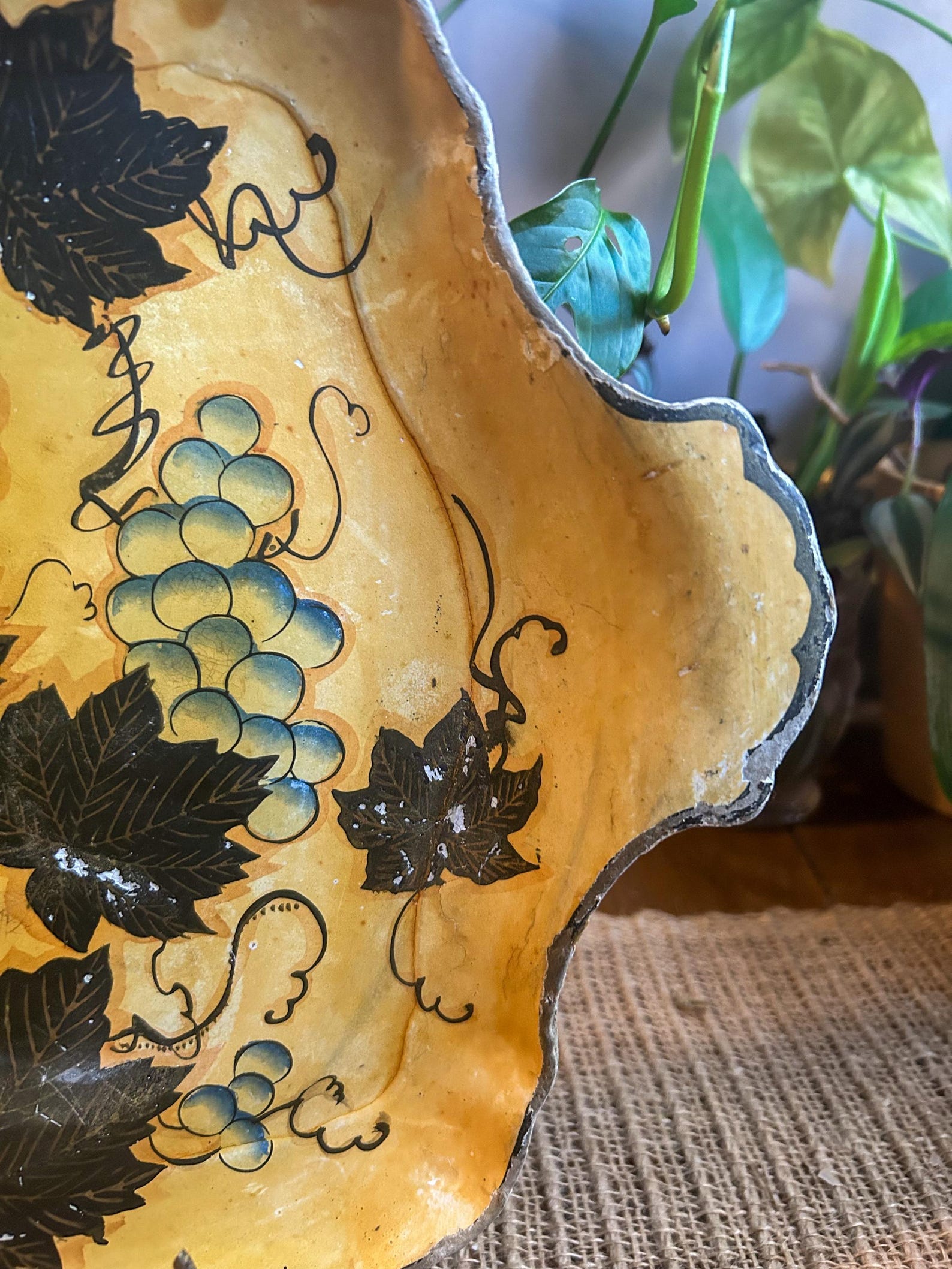 Vintage Paper Mache Leaves and Grapes Tray - Etsy