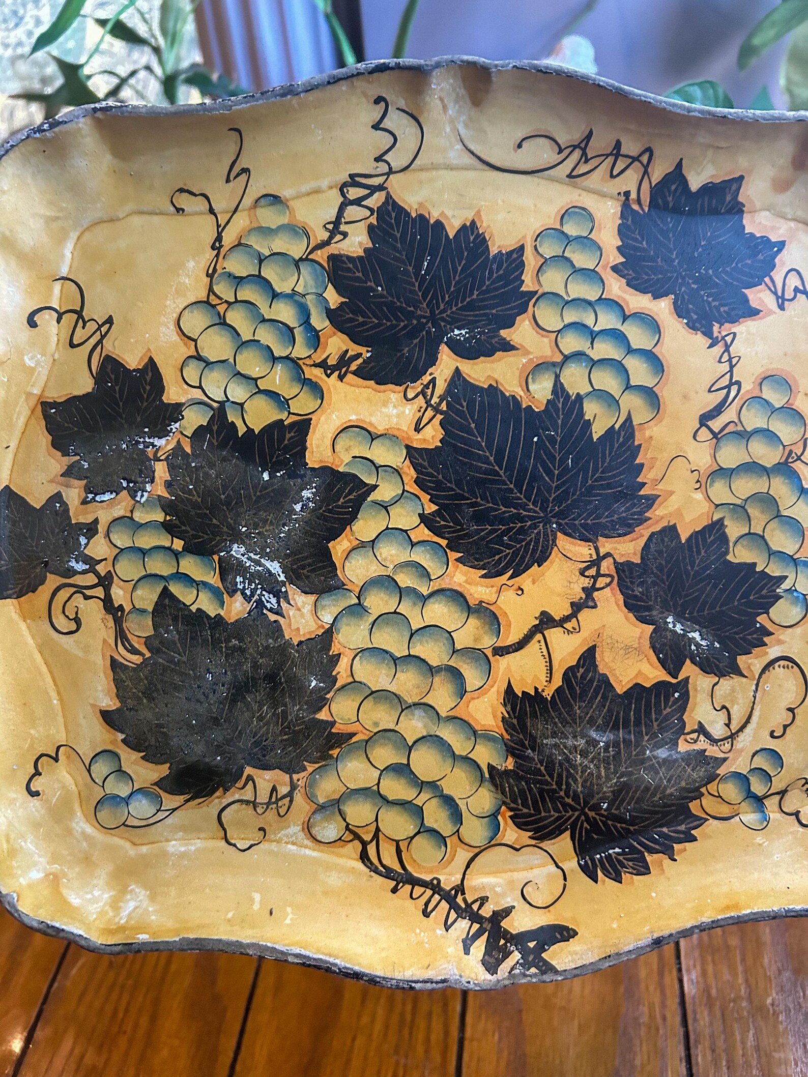 Vintage Paper Mache Leaves and Grapes Tray - Etsy