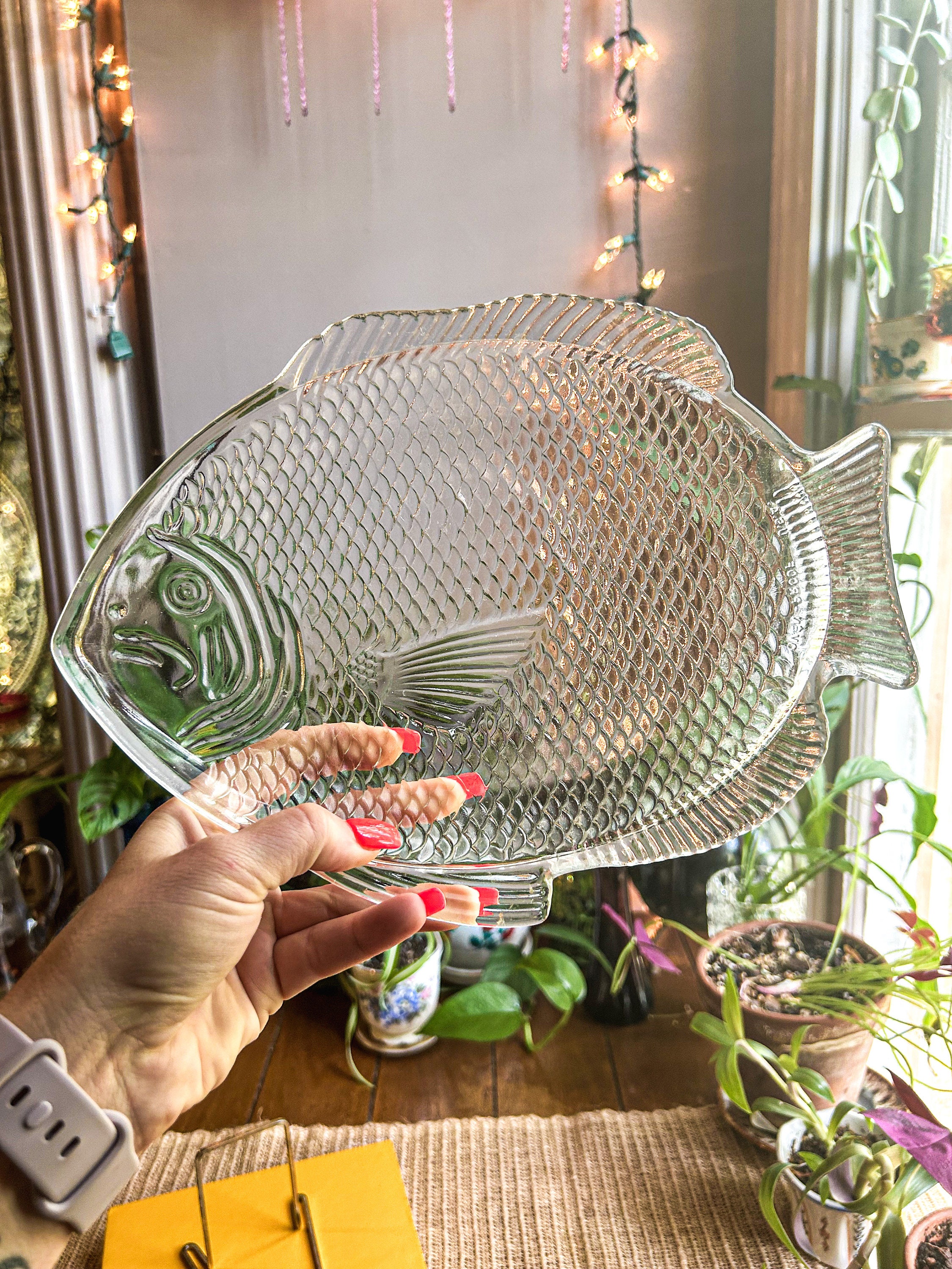 Vintage Anchor and Hocking Glass Fish Platter - Etsy