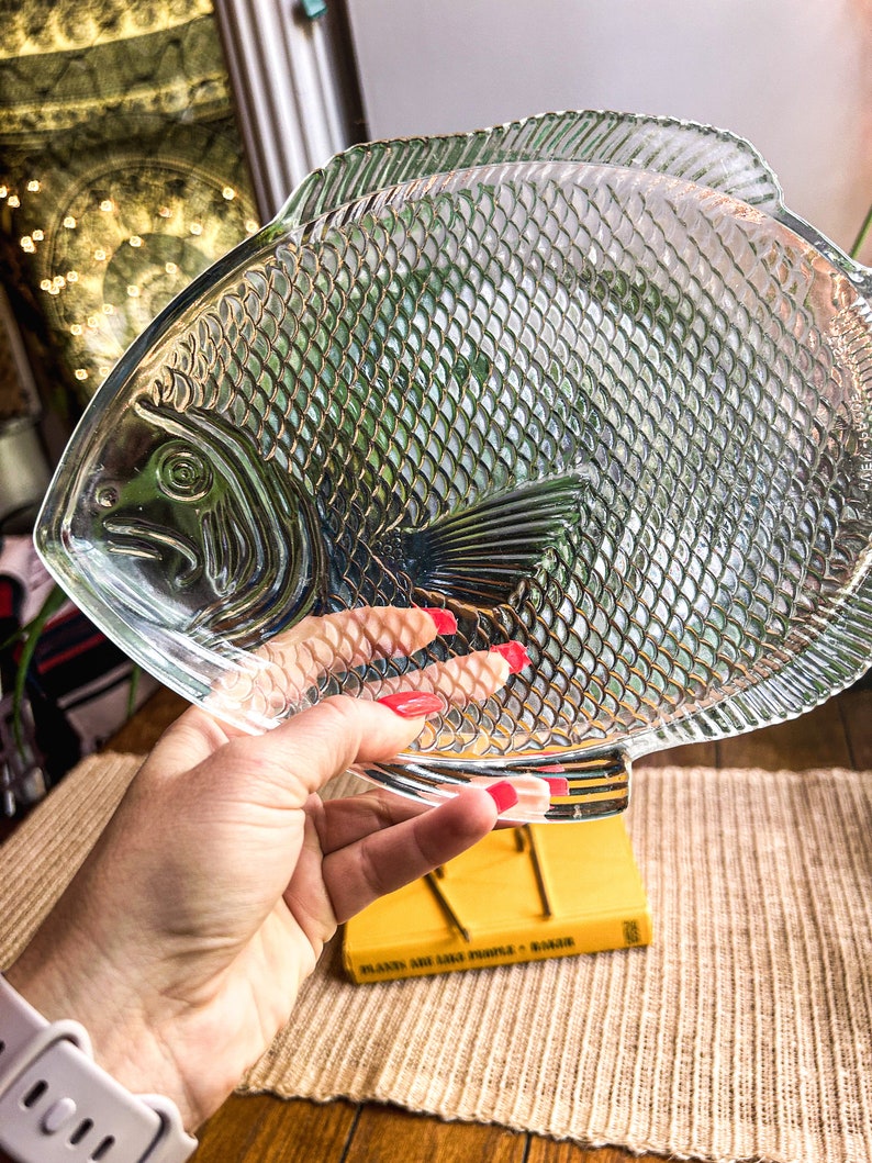 Vintage Anchor and Hocking Glass Fish Platter - Etsy