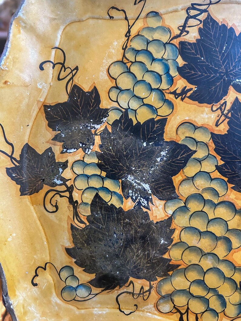 Vintage Paper Mache Leaves and Grapes Tray - Etsy