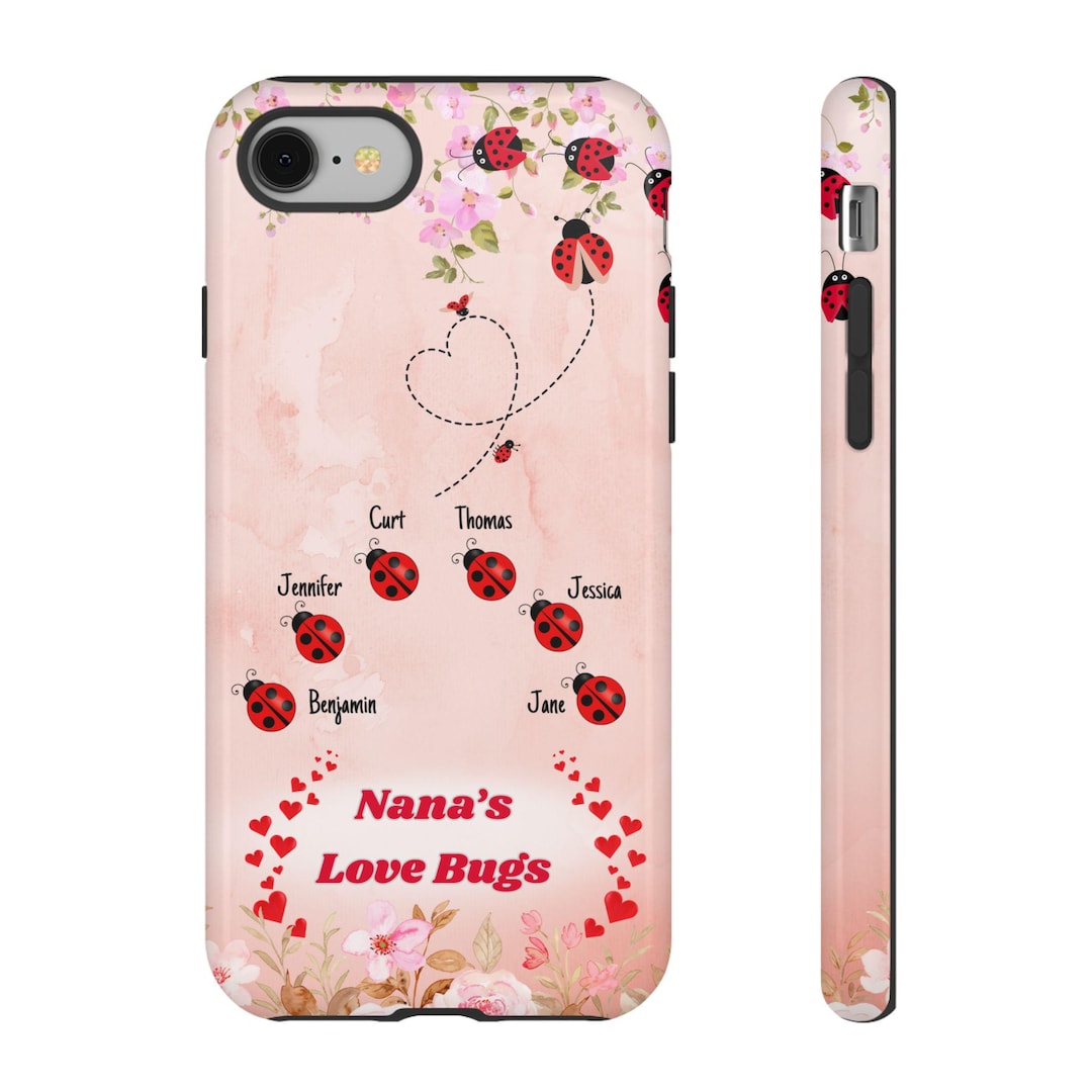 Grandma Phone Case: Custom Grandkids Names, Love Bug Design - Etsy