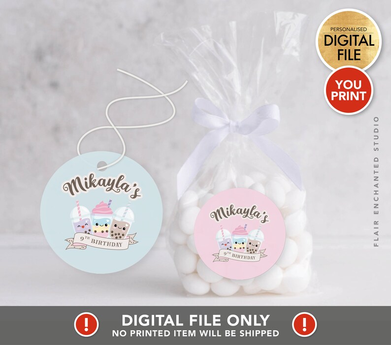 Boba Bubble Tea Unicorn Cupcake Toppers PRINTABLE, Kawaii Party Labels ...