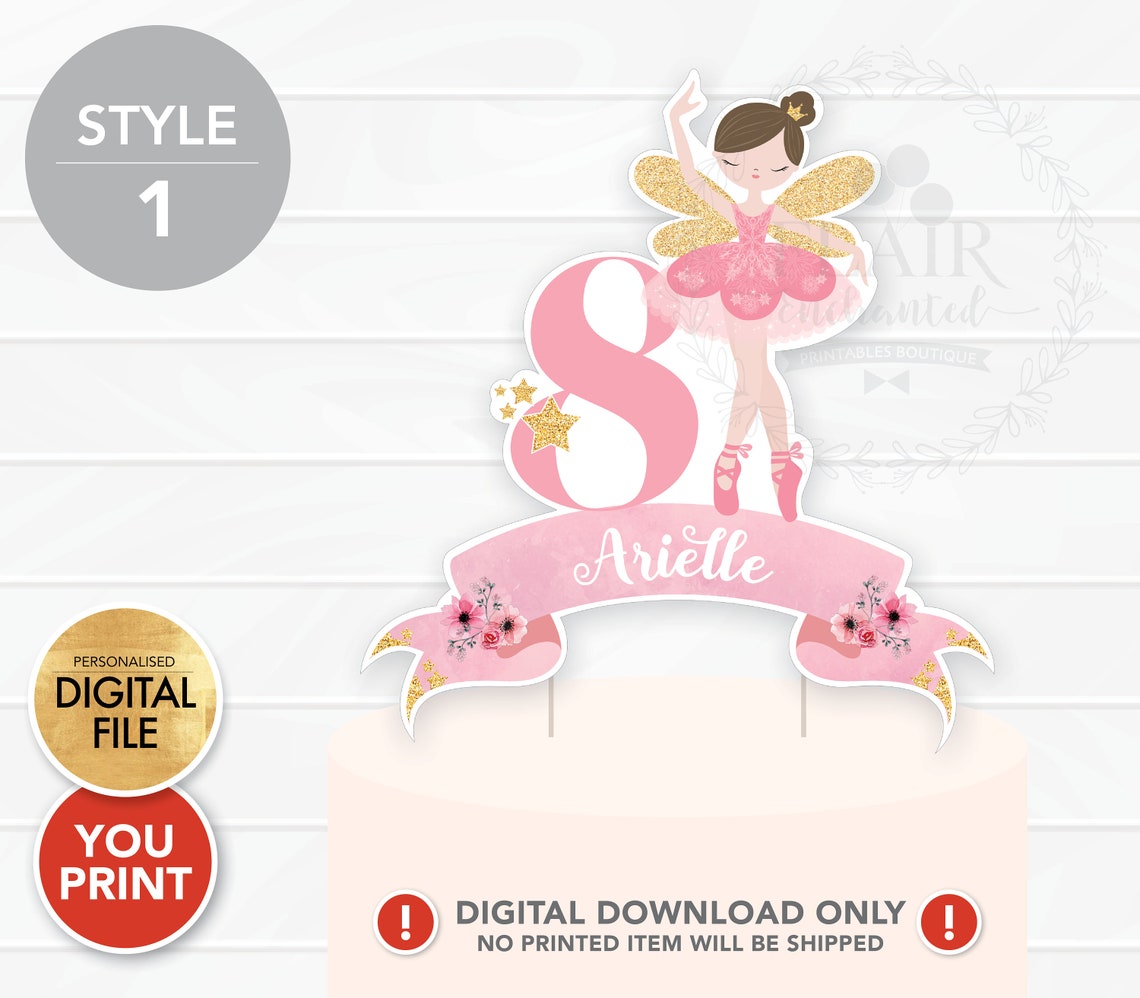 Ballerina Cake Topper PRINTABLE Ballerina Cake Decoration | Etsy