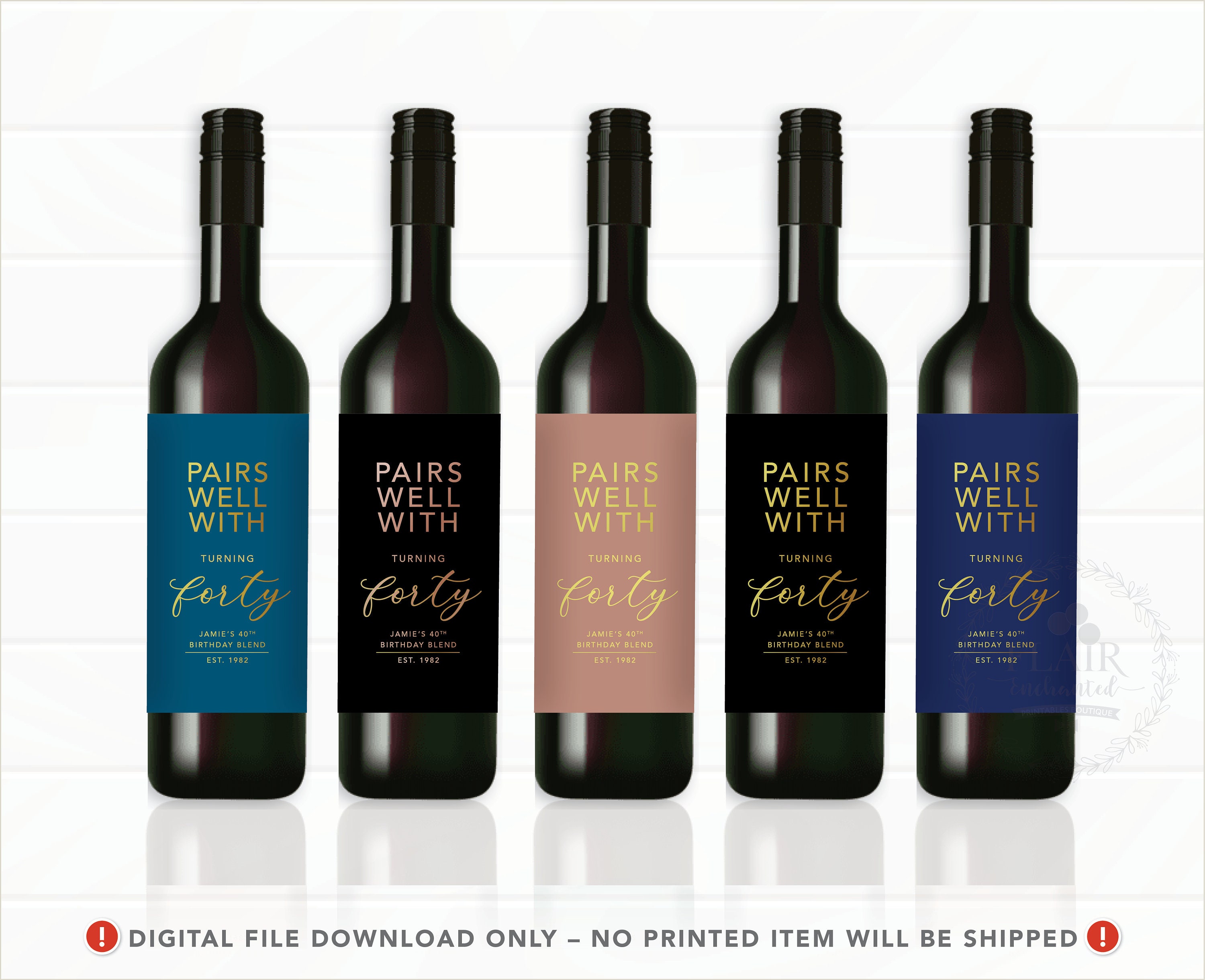 Pairs Well With Wine Label PRINTABLE - Personalized Age | Champagne ...