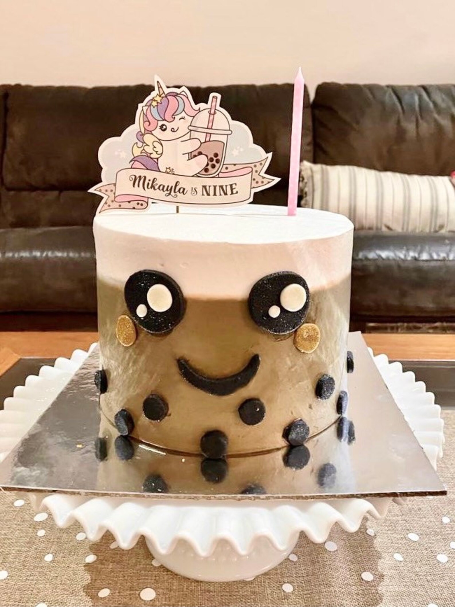 Unicorn Boba Bubble Milk Tea Personalized Cake Topper (printable ...