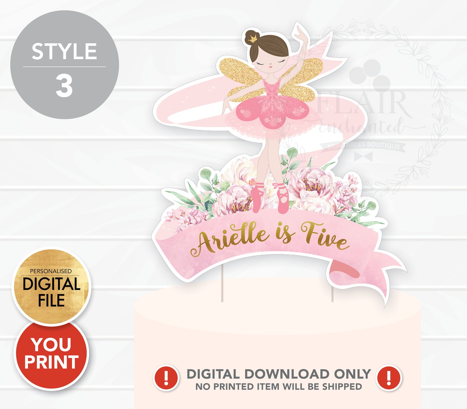 Ballerina Cake Topper PRINTABLE, Ballerina Cake Decoration, Custom Cake ...