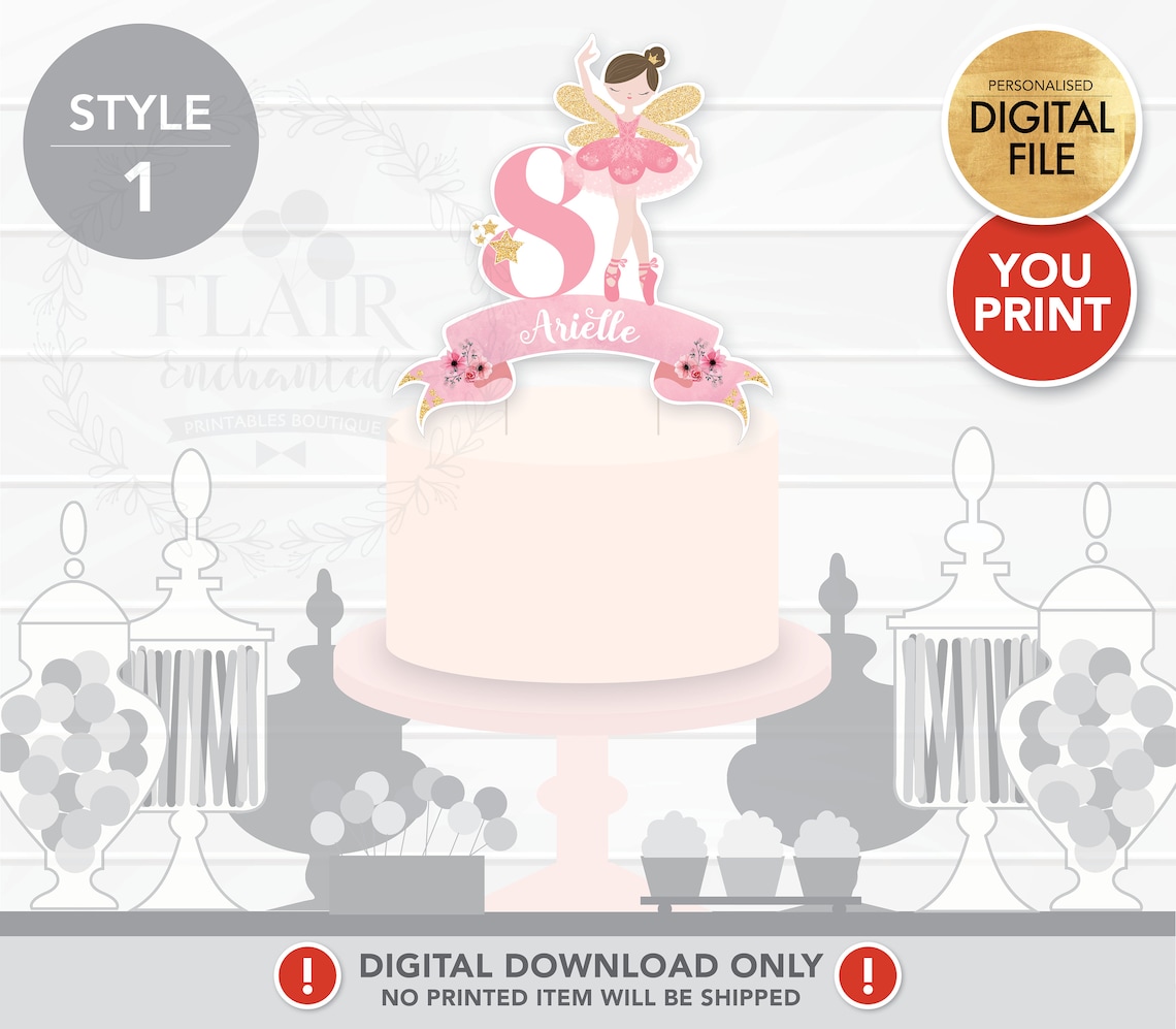 Ballerina Cake Topper PRINTABLE Ballerina Cake Decoration | Etsy
