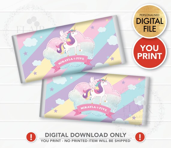 Unicorn Rainbow Chocolate Bar Wrapper PRINTABLE Candy Bar | Etsy