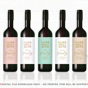 Pairs Well With Wine Label PRINTABLE - Personalized Age | Champagne ...