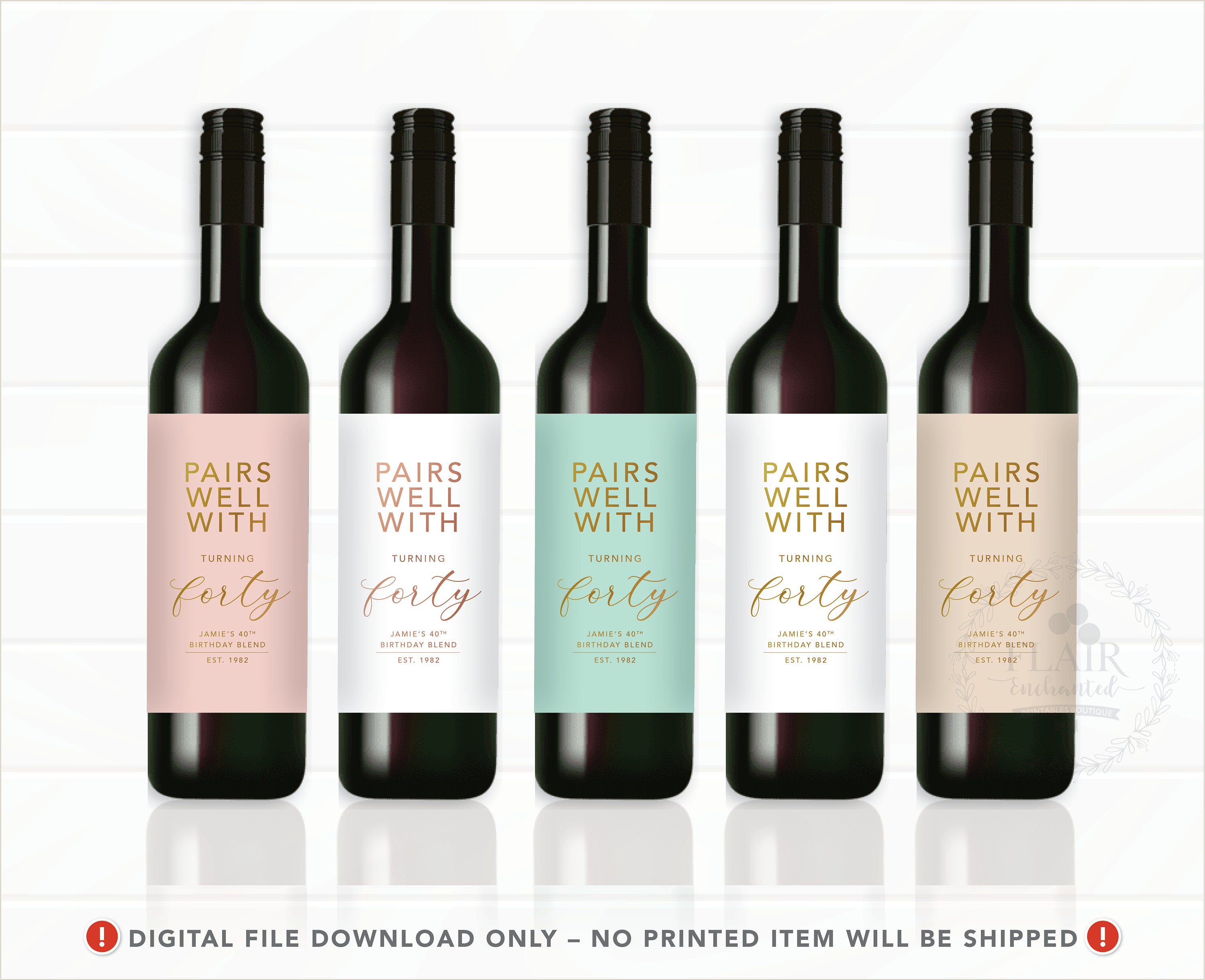 Pairs Well With Wine Label PRINTABLE - Personalized Age | Champagne ...
