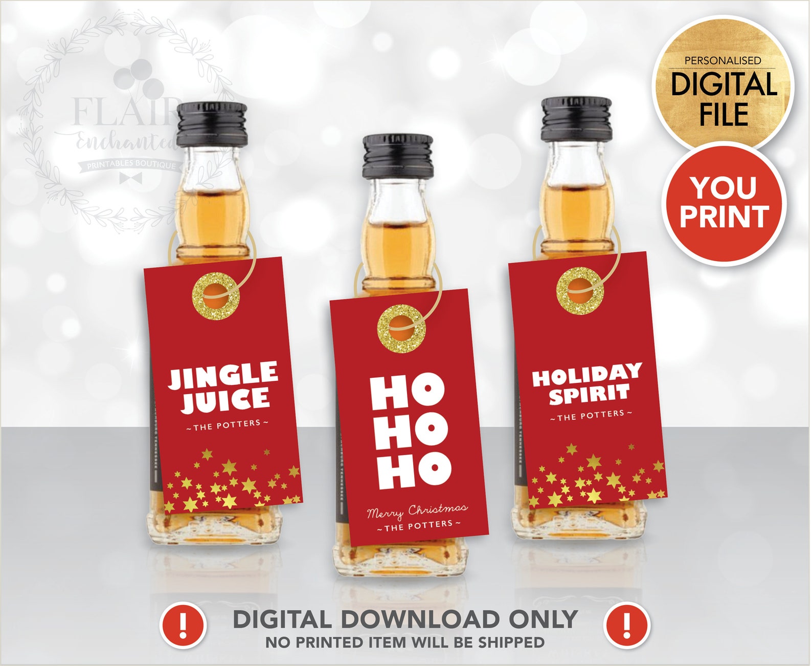 Printable Christmas Personalized Mini Alcohol Favor Tags Set - Etsy ...
