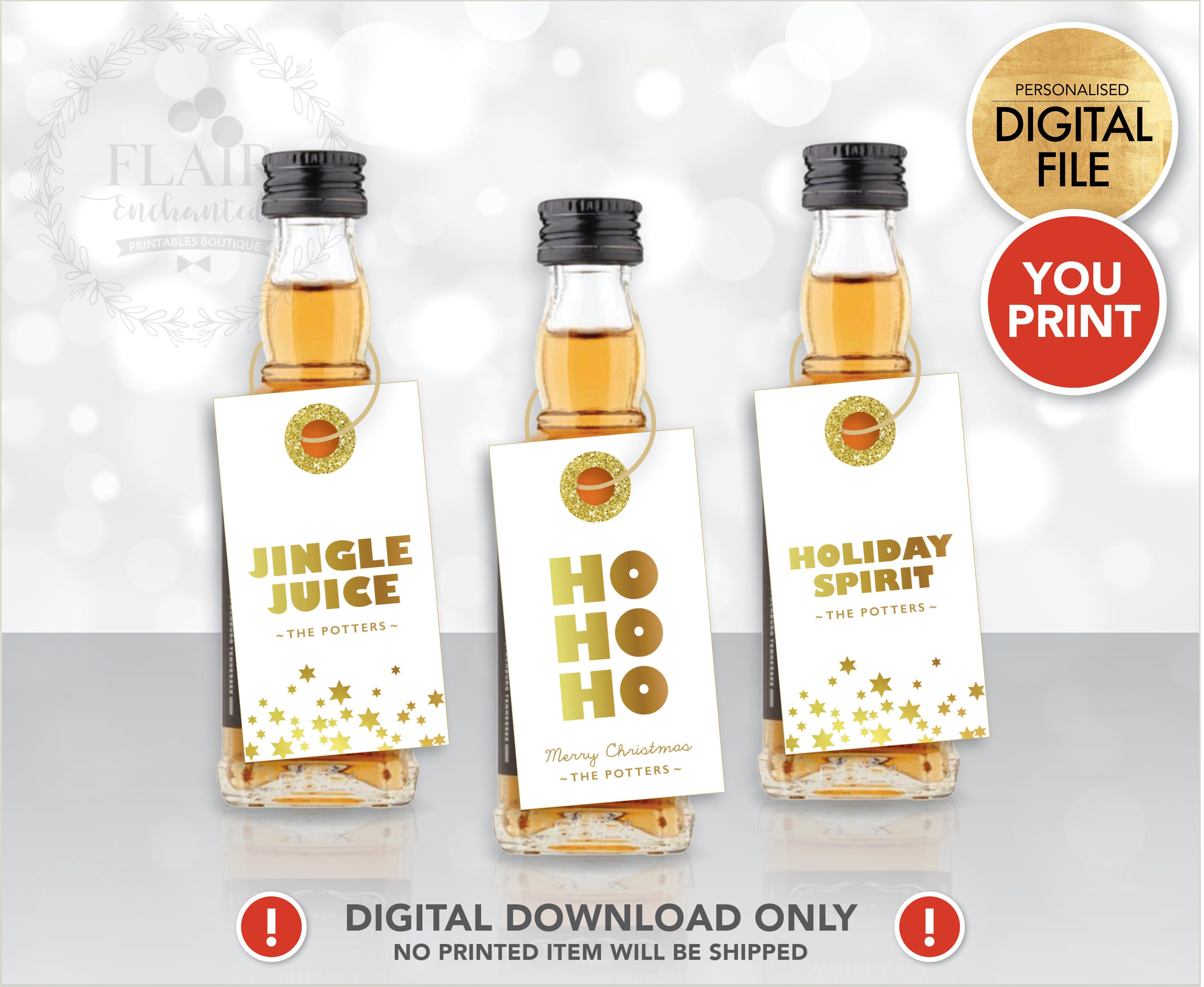 Printable Christmas Personalized Mini Alcohol Favor Tags Set - Etsy ...