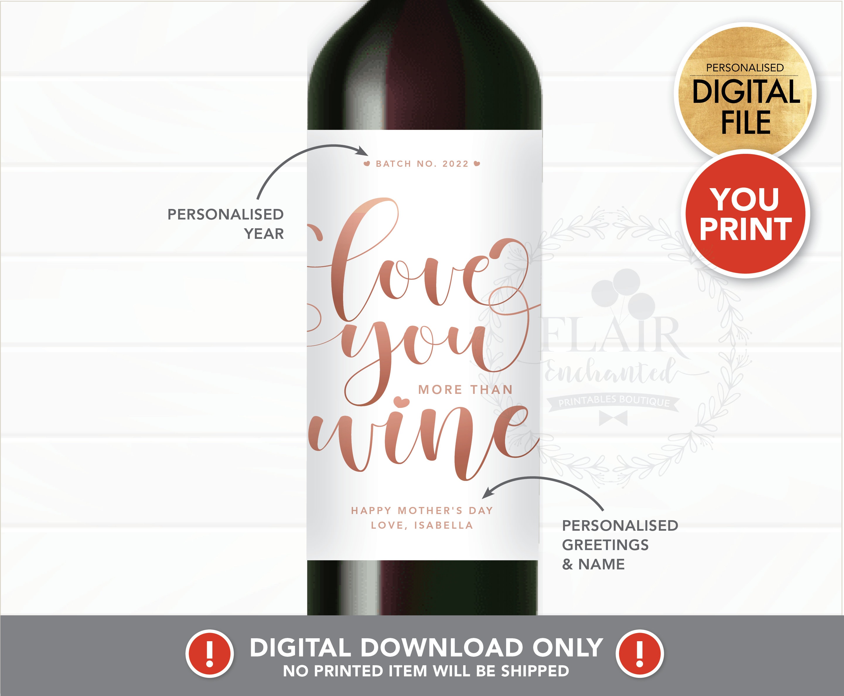 Love Personalized Wine Label PRINTABLE | Custom Wine Label, Custom Wine ...