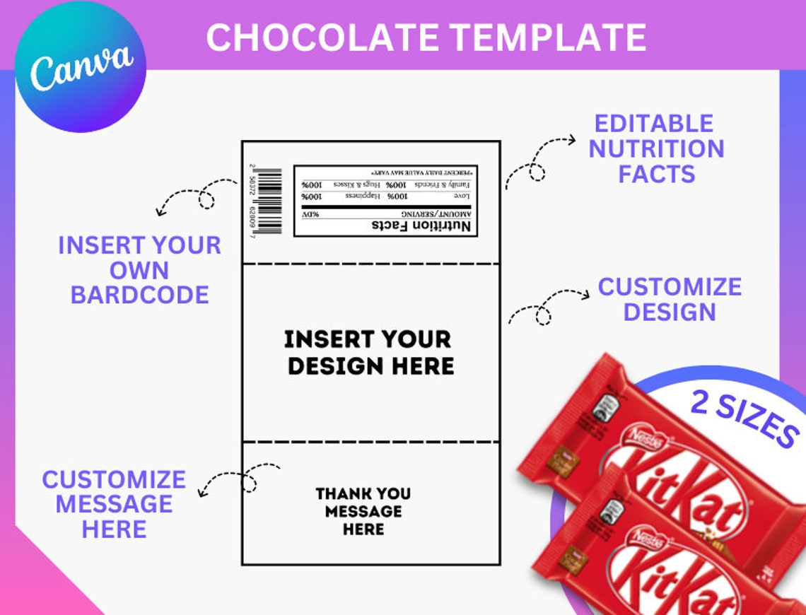 Editable Chocolate Wrapper Template, Editable Chocolate Bar Template ...
