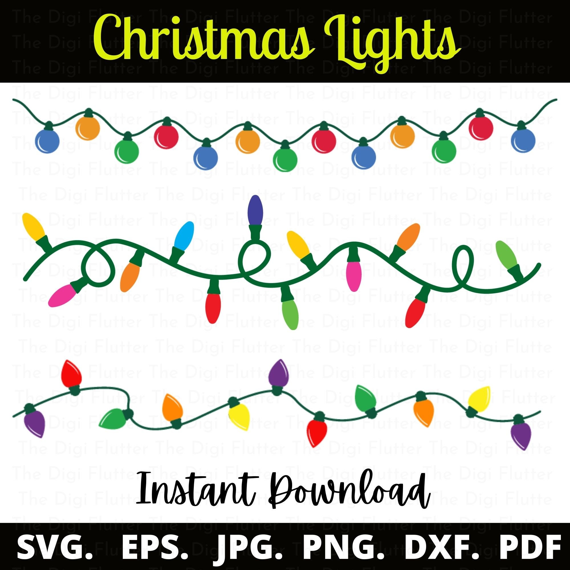 Merry Christmas Lights Cricut, Christmas Lights Stickers, Merry ...