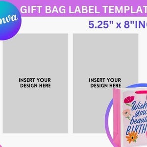 Birthday Gift Bag Label Template: Printable Canva Design (PNG, SVG, PDF ...