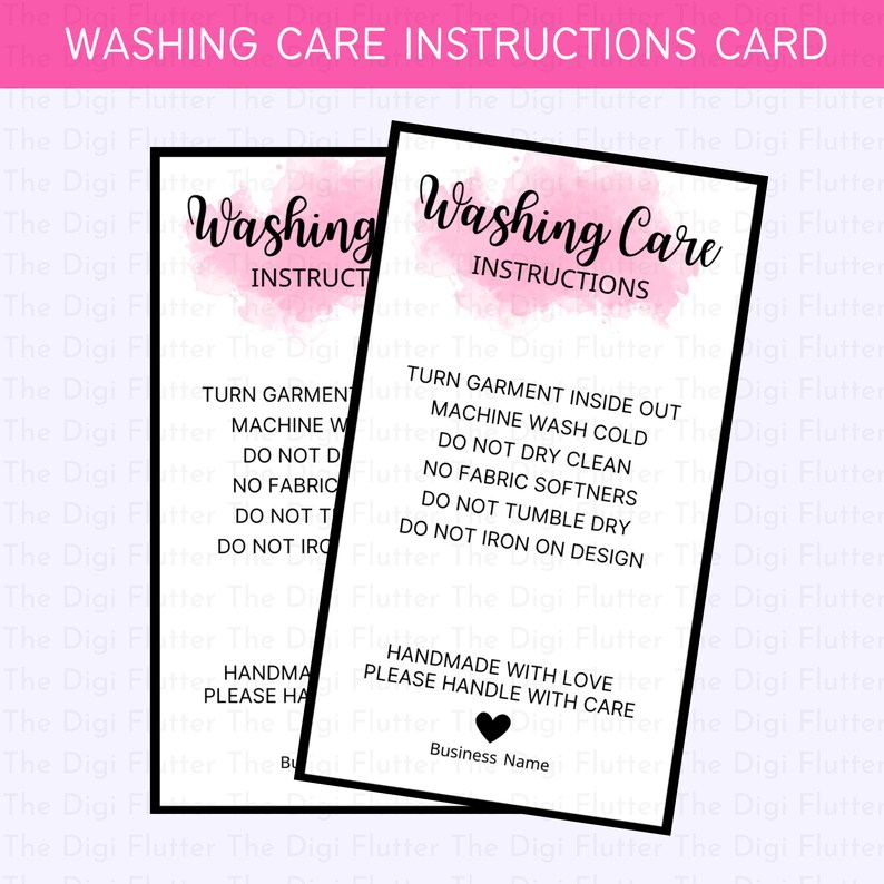 Washing Card, Washing Care Card, Washing Card Instructions, Care Card ...