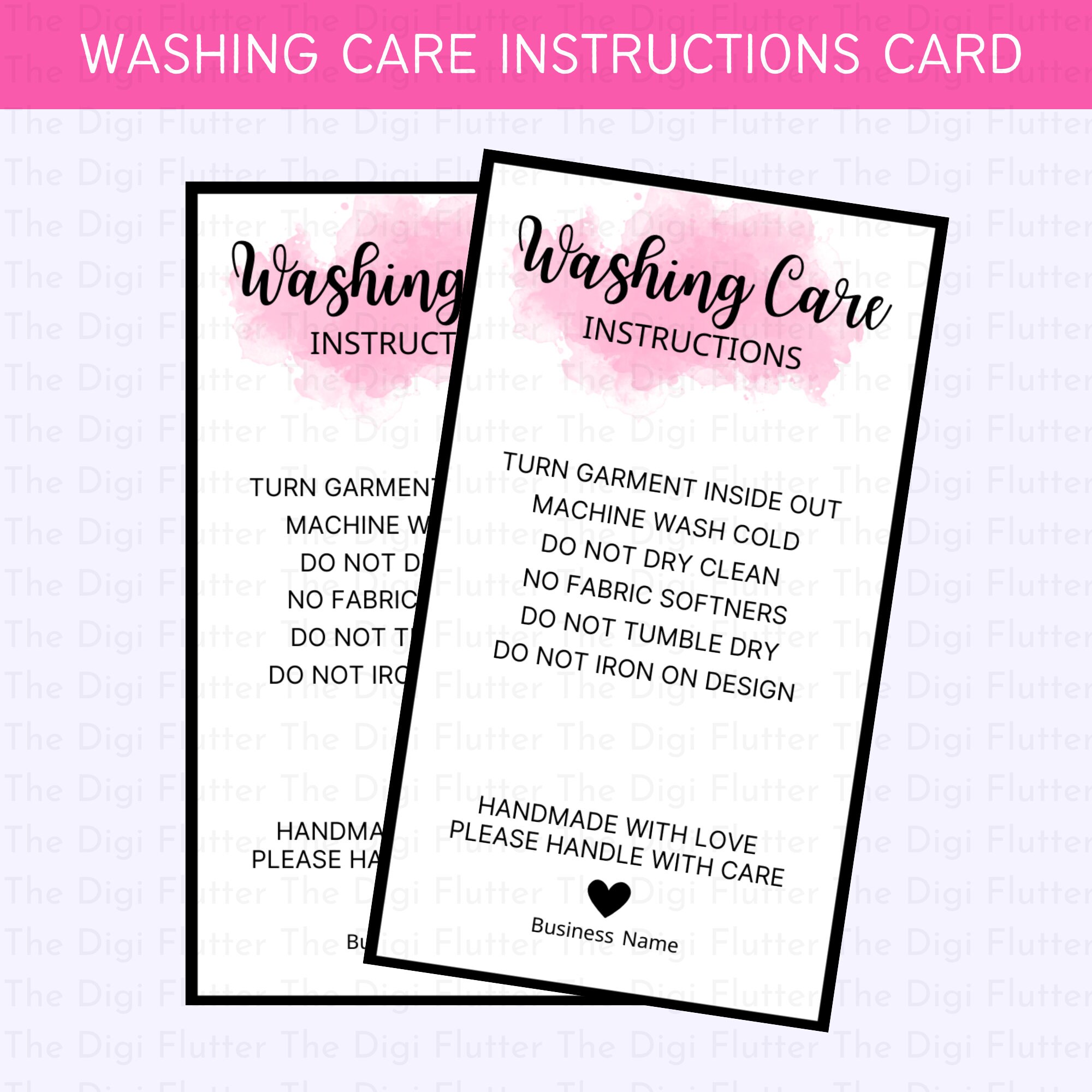 Washing Card, Washing Care Card, Washing Card Instructions, Care Card ...