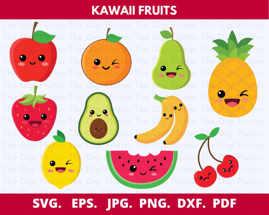 Fruits Clip Art, Fruits Png, Fruits Clipart, Kawaii Fruits Png, Kawaii ...