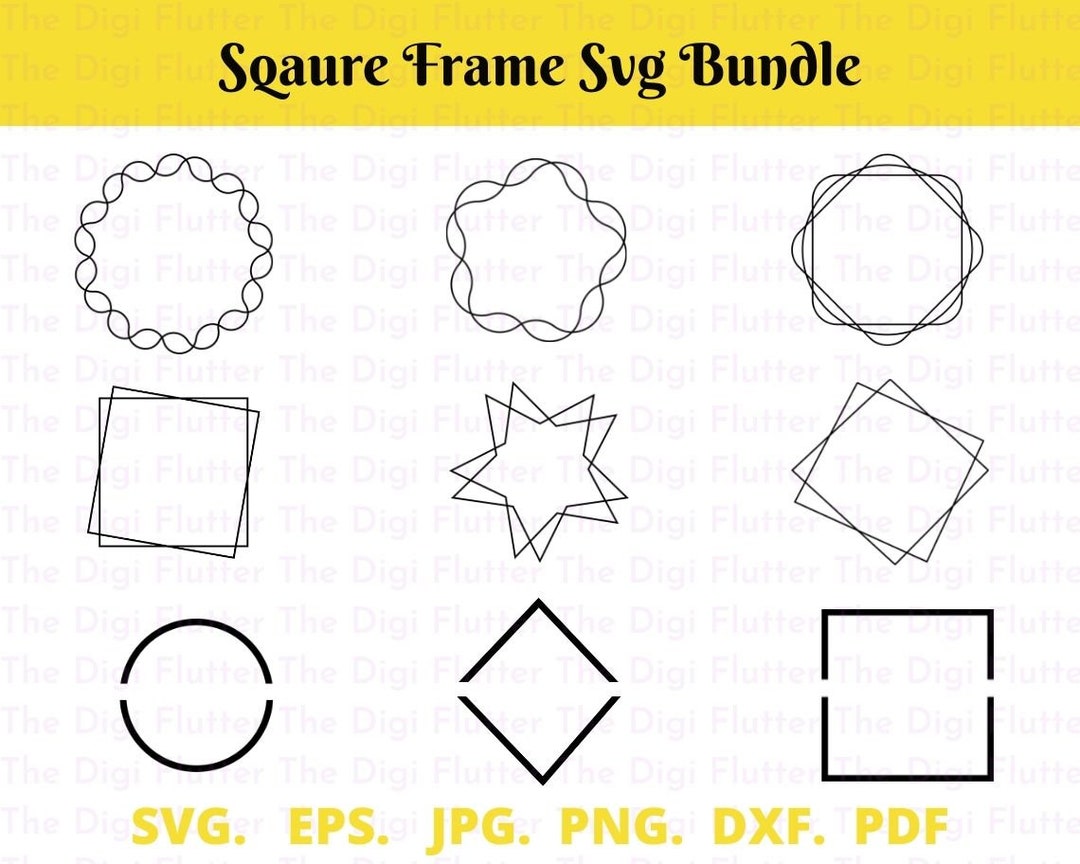 Geometric Frame Cricut Svg, Square Frame Png, Split Circle Svg, Square ...