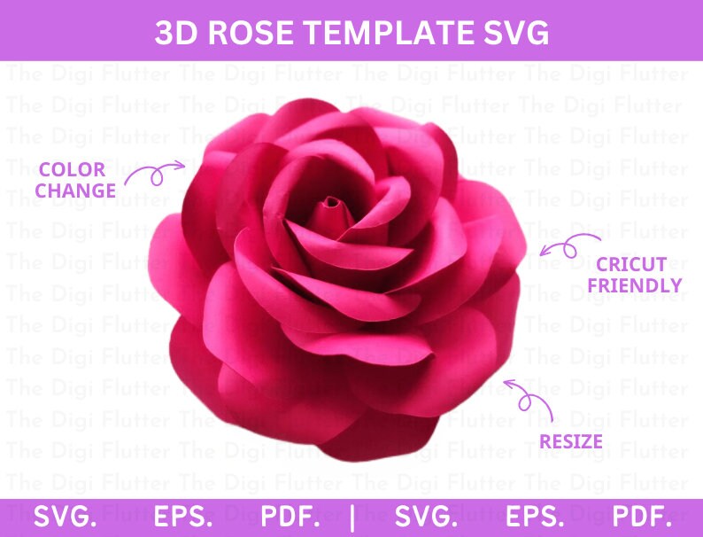 3D Rose SVG, Paper Flower Template (digital Download) - Etsy UK