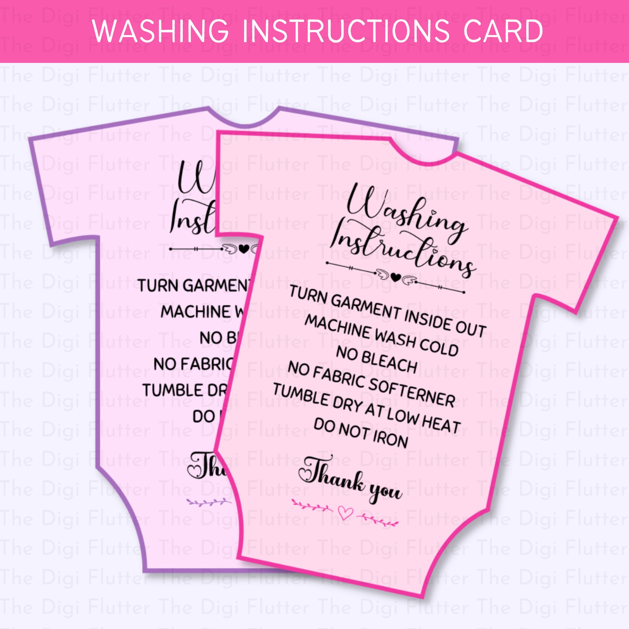 Washing Card, Washing Care Card, Care Card Insert, Washing Card ...