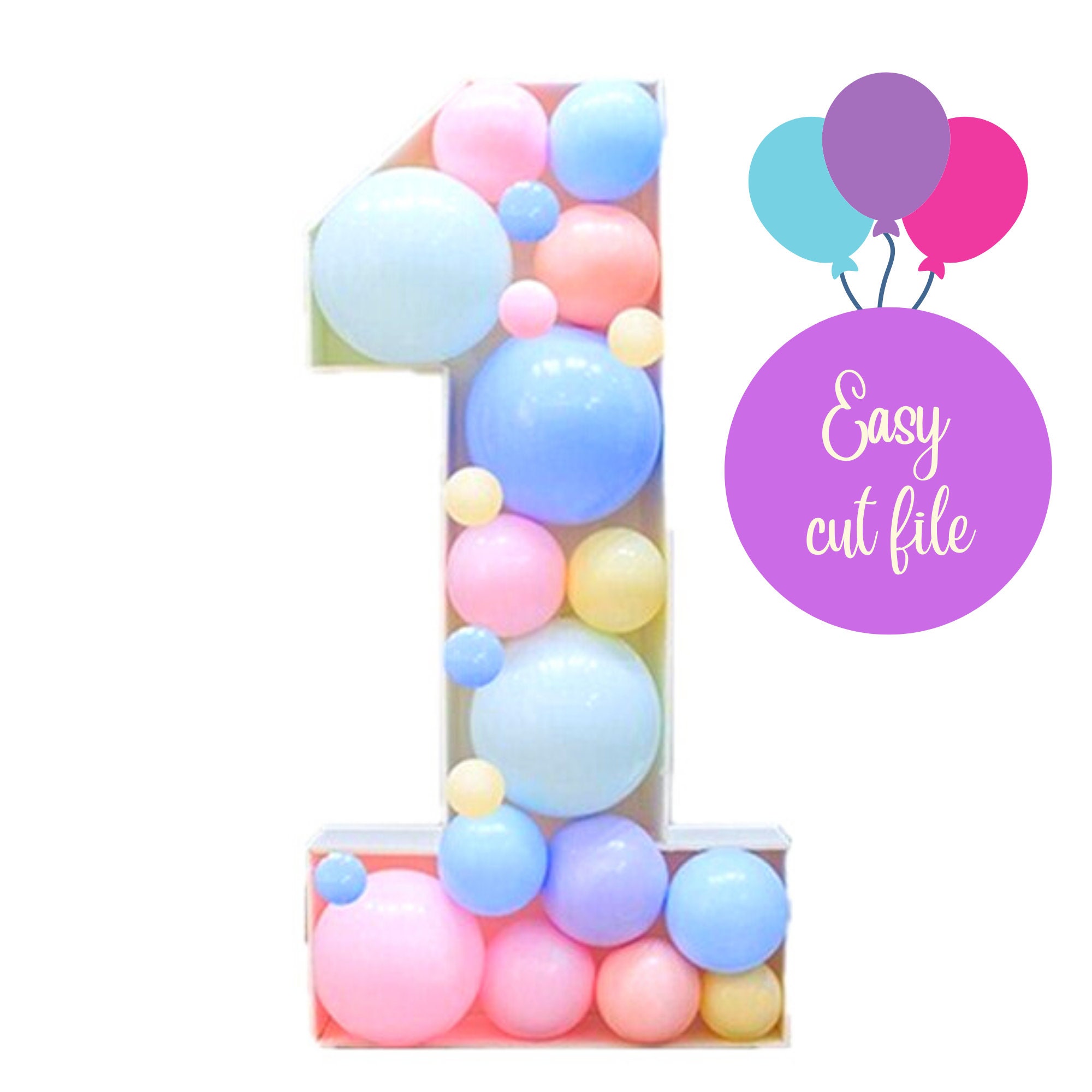 Birthday 1 Mosaic, Number Mosaic Template, Square Mosaic 1, Balloon ...