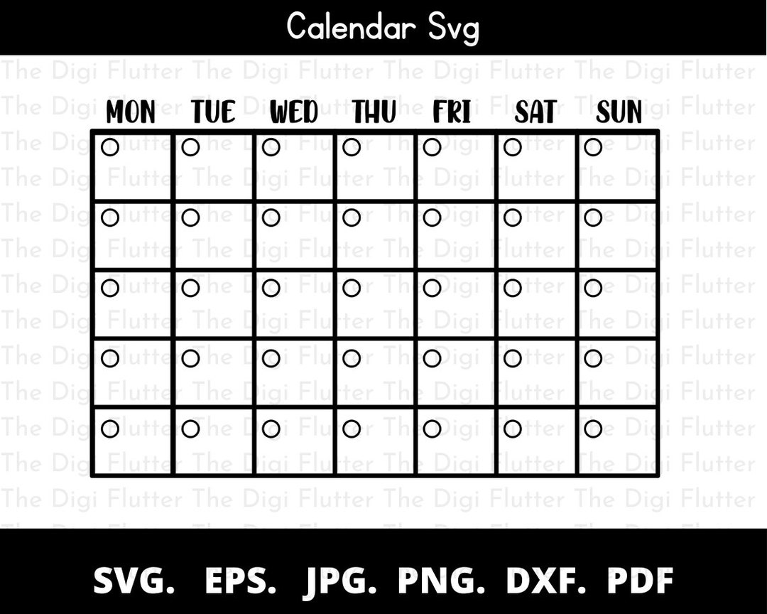 Monthly Calendar SVG, Cricut Clipart (digital Download) - Etsy Canada