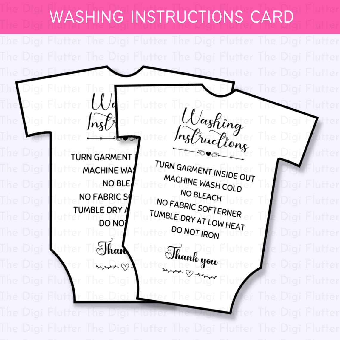 Washing Card, Washing Care Card, Care Card Insert, Washing Card ...