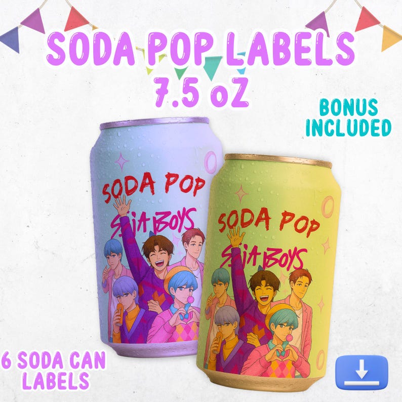 K-pop Demon Hunters Soda Can Labels | Saja Boys Mini Soda Wraps ...